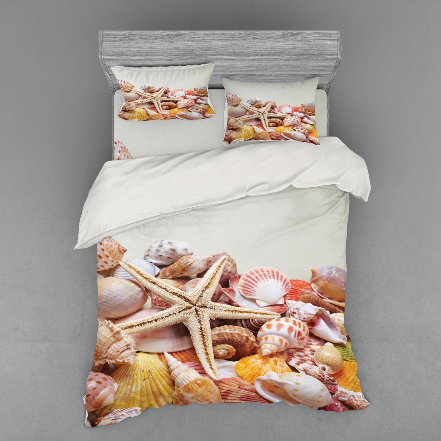 Seashells Duvet Cover Set, Pile of Seashells Nature Beach Theme Sea ...