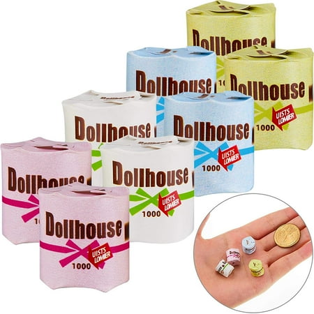 8 Rolls 1:12 Mini Toilet Paper, Dollhouse Miniature Toilet Paper ...