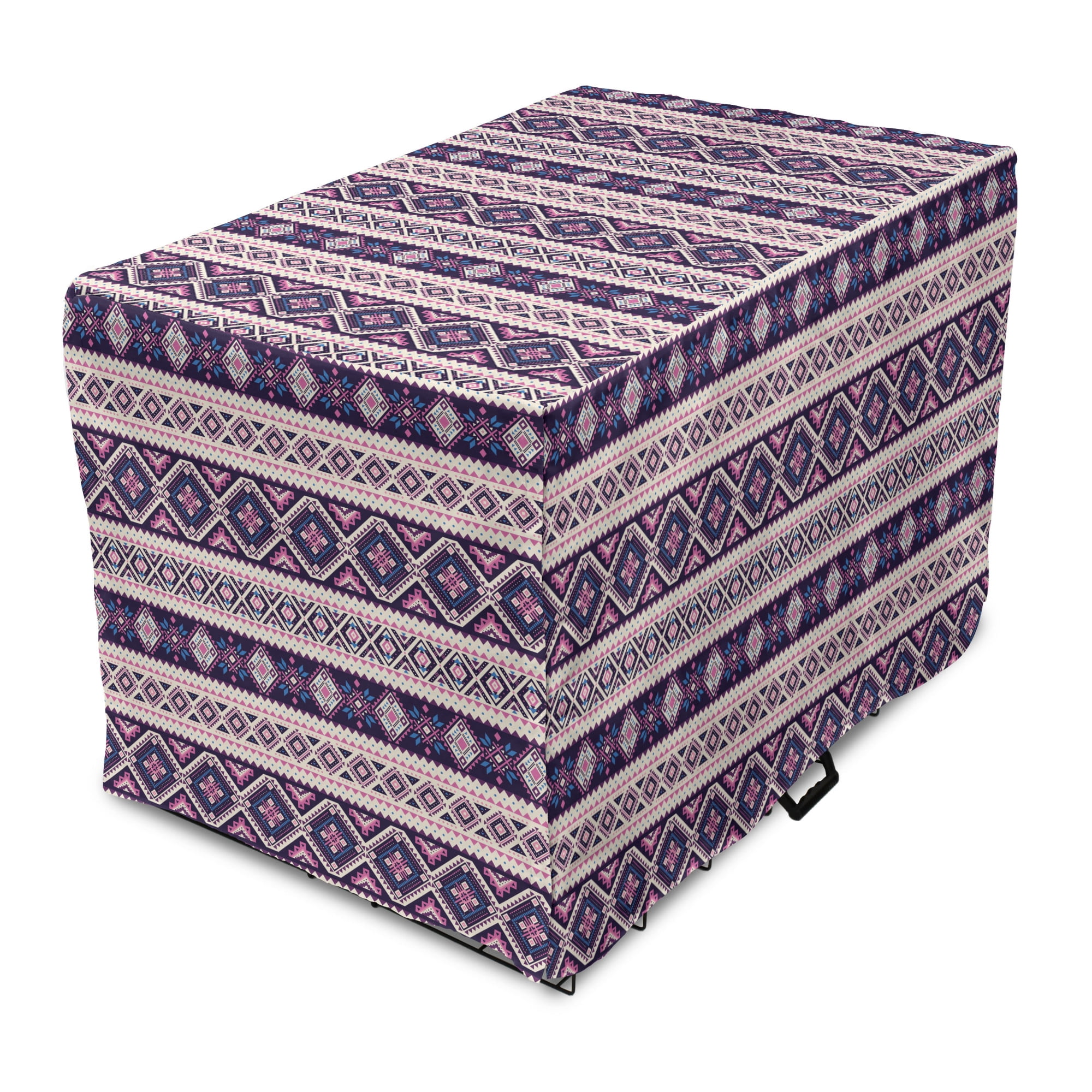 Aztec Dog Crate Cover, Aboriginal and Geometric Silhouettes with Dots ...