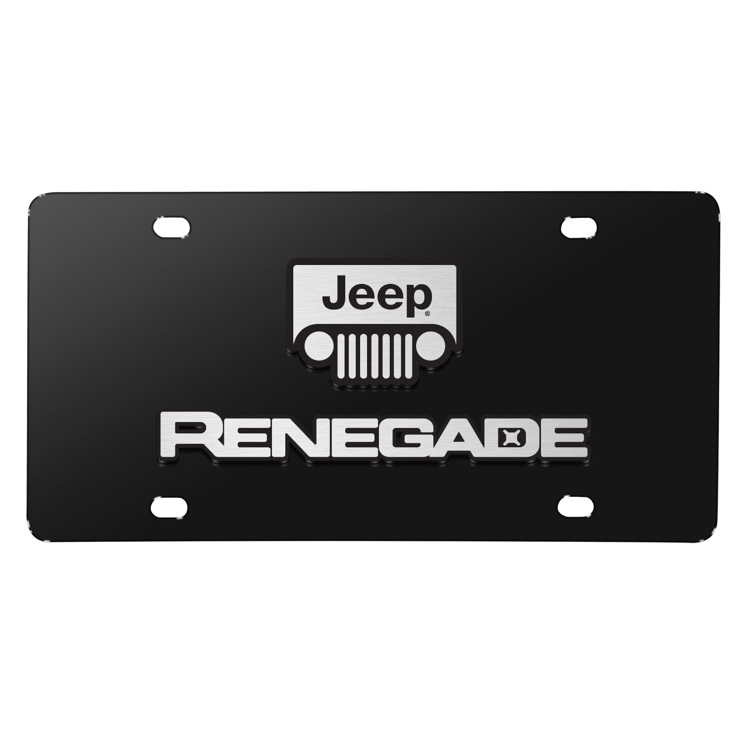 Jeep Renegade 3D Dual Logo Black Stainless Steel License Plate ...