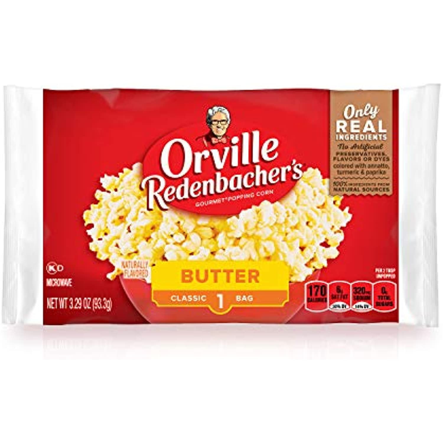 Orville Redenbachers Butter Popcorn, 3.29 Ounce Classic Bag - Walmart.com