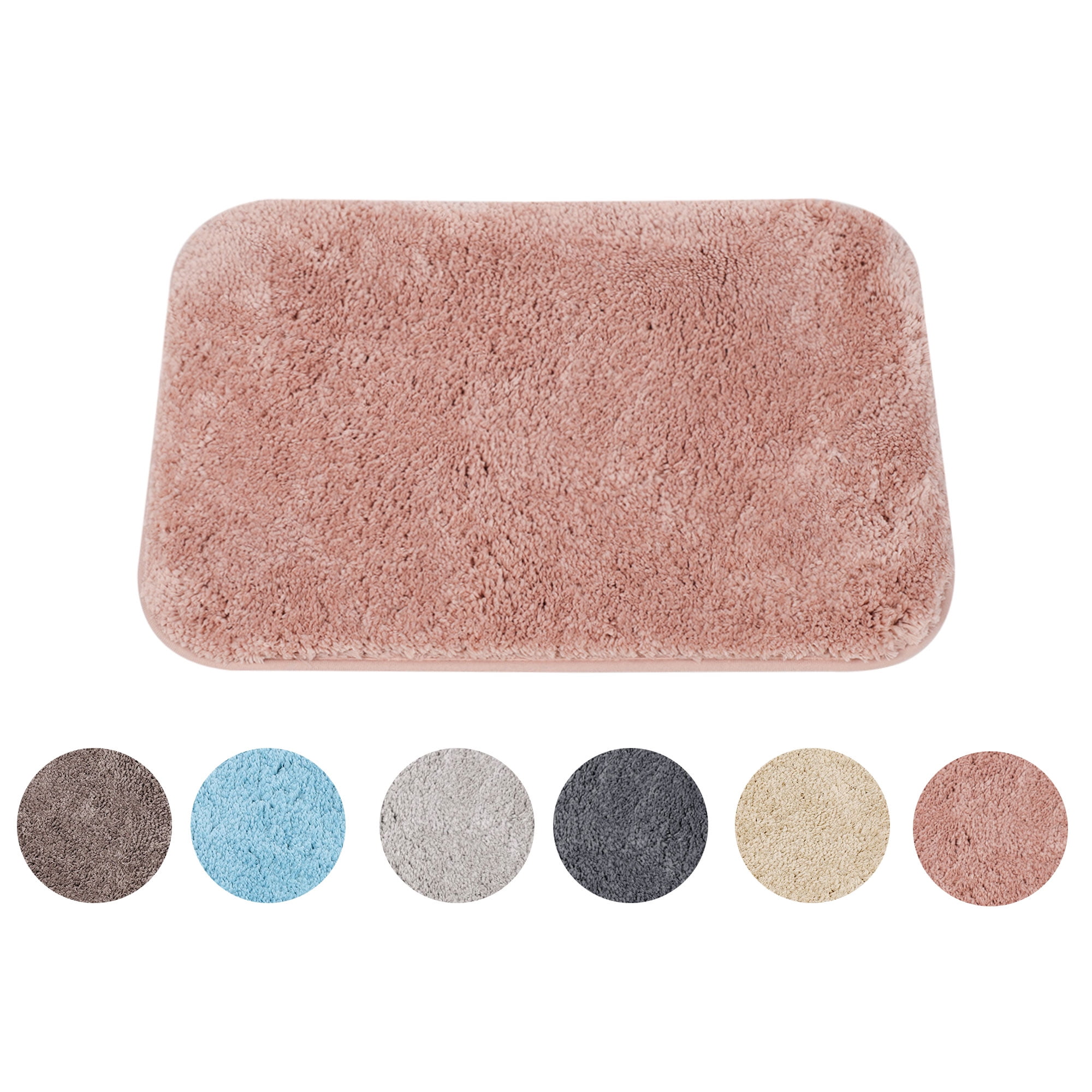 Piccocasa Plush Shaggy Thick Microfiber Bath Mat Non Slip Rubber Back