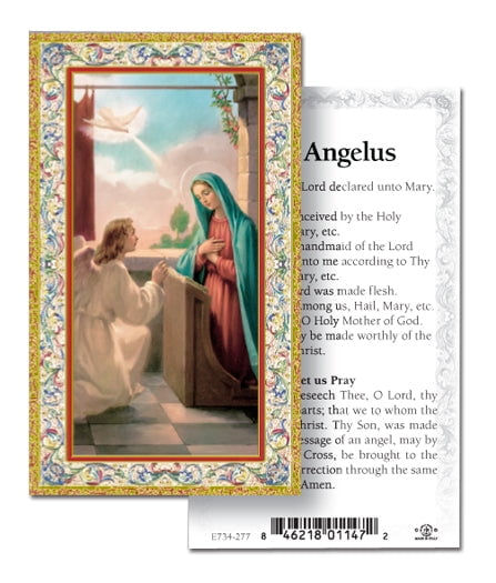 Angelus Prayer Gold-Stamped Catholic Prayer Holy Card with Prayer on ...