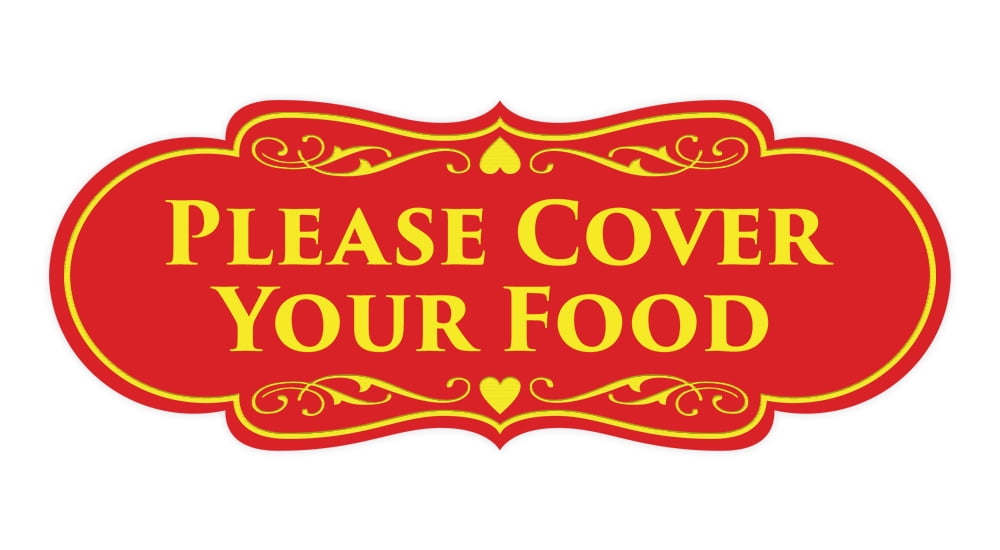 Signs ByLITA Designer Please Cover Your Food Sign (Red/Yellow) - Large ...