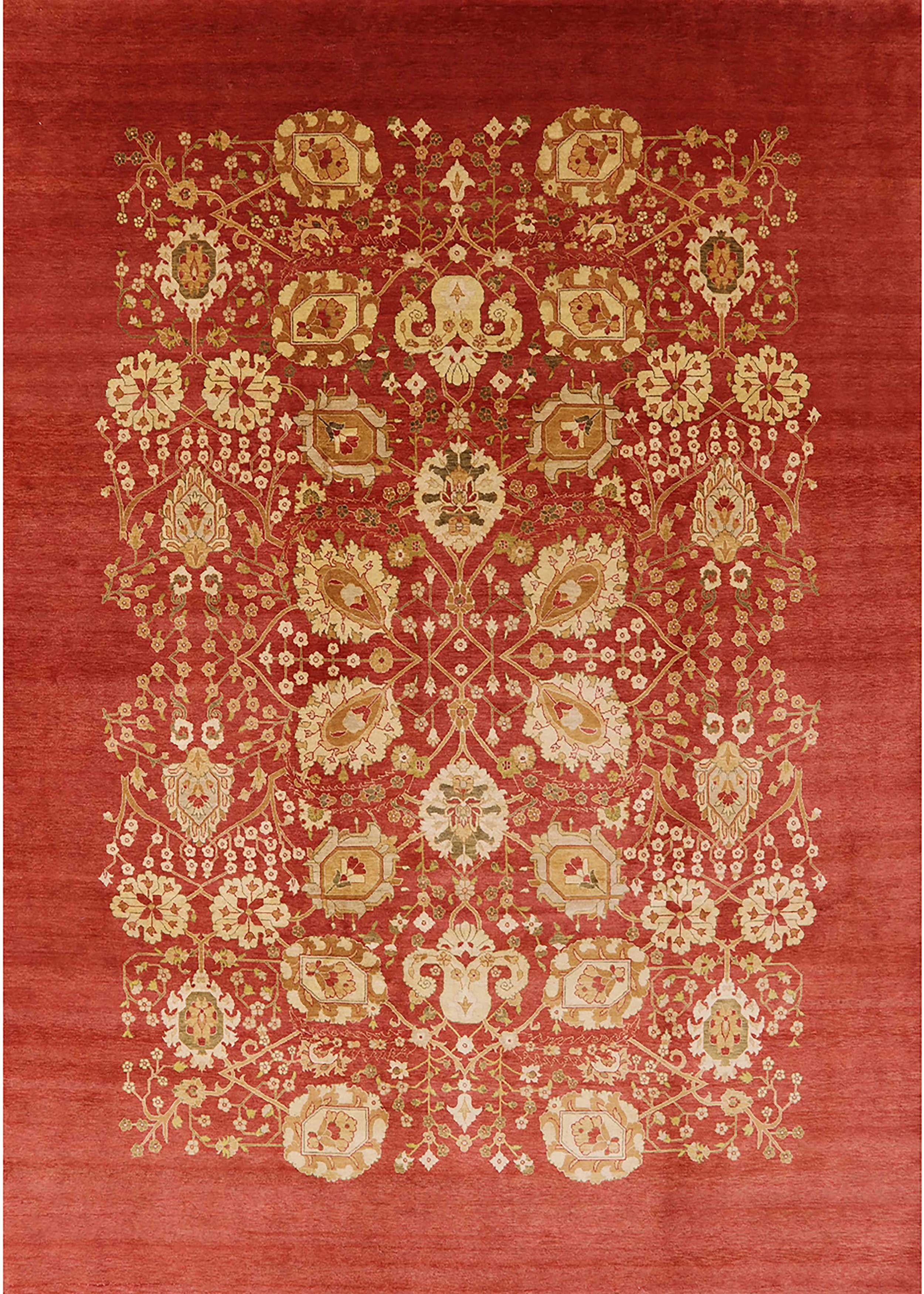 Ahgly Company Indoor Rectangle Mid-Century Modern Red Oriental Area ...