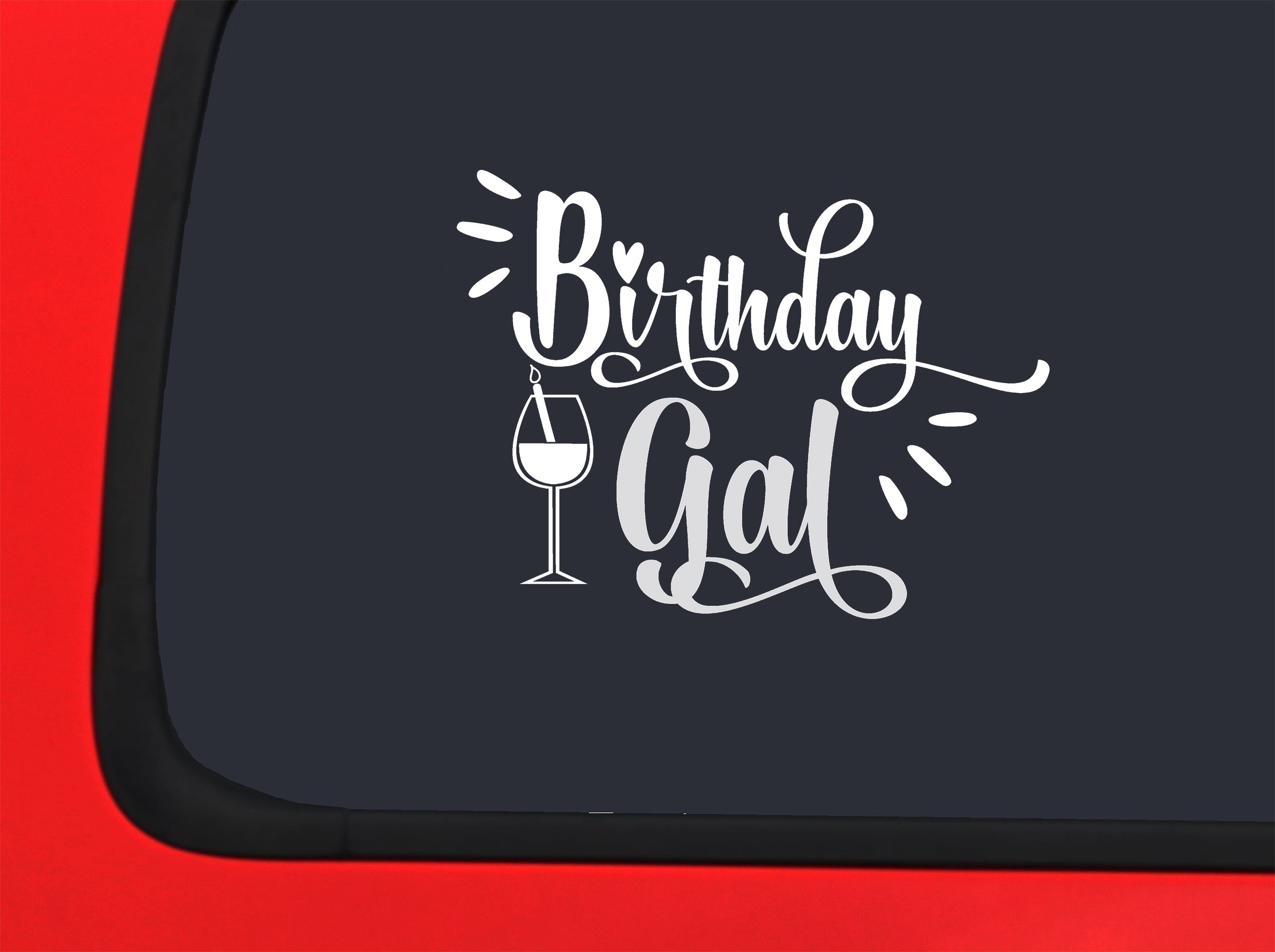 Car Sticker Birthday Gal Wine Glass Candle Female Celebrate Party Car ...