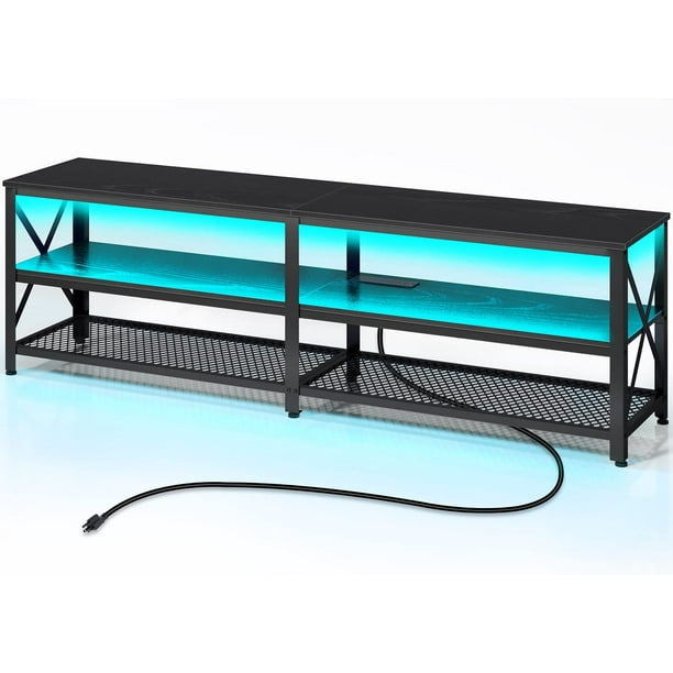 TV Stand with Led Lights & Power Outlets for 32/45/55/60/65/70/75 inch ...