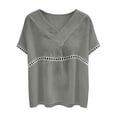 Levmjia Women's V Neck Short Sleeve Blouse Casual Loose Fit Summer Top ...
