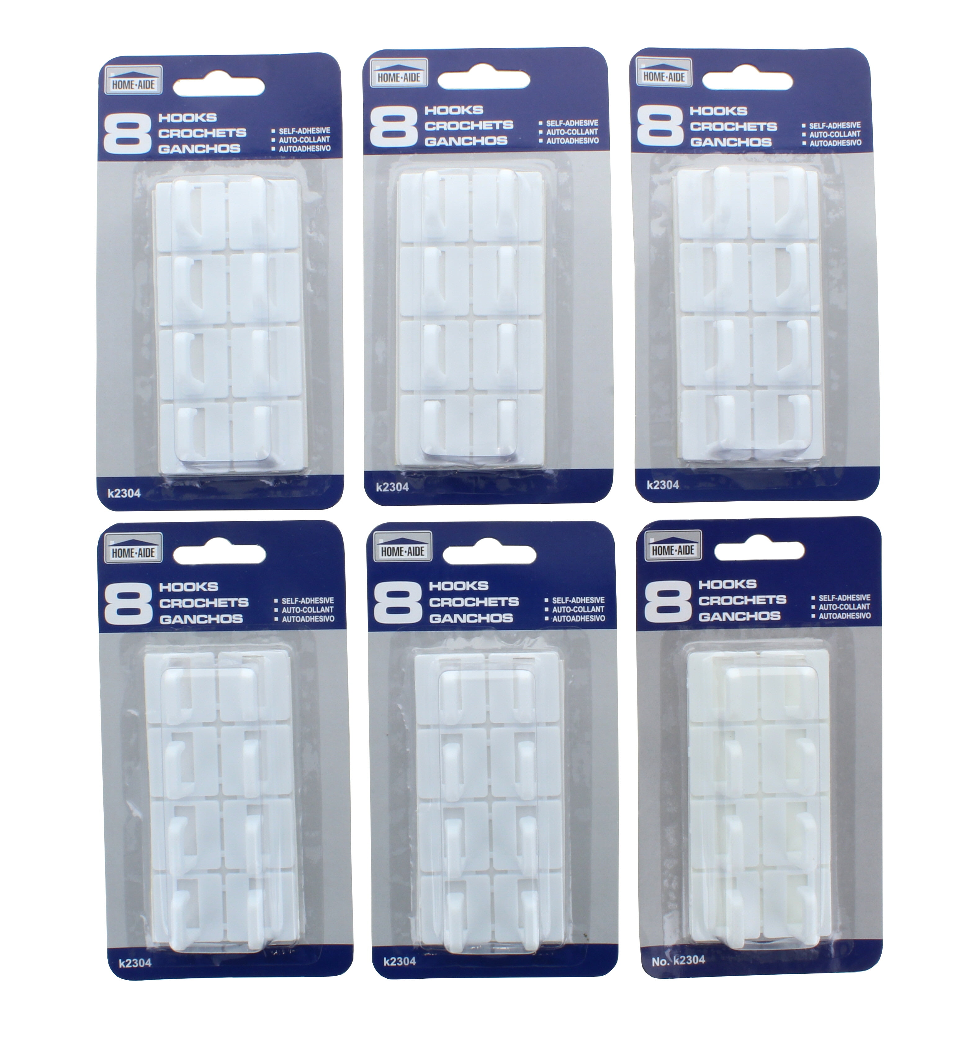 48 Self Adhesive Hooks Stick On Wall Door White Plastic Bathroom ...