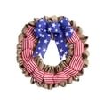 Burlap Base Patriotic Fabric Accent Front Door Wreath, Star Print Bow ...