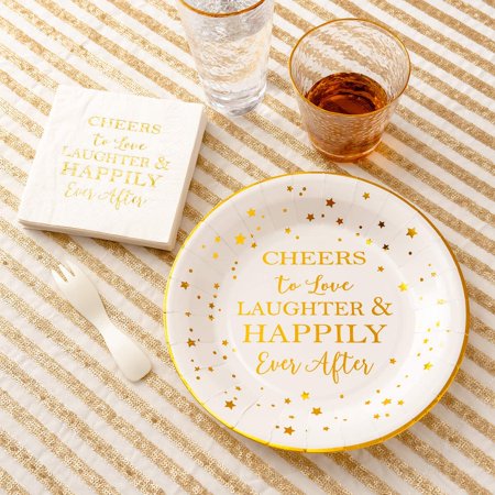 Cheers to Love Gold Plates for Bridal Shower, Wedding, Engagement ...