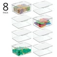 mDesign Stackable Toy Storage Organizer Box, Transparent, Hinged Lid ...
