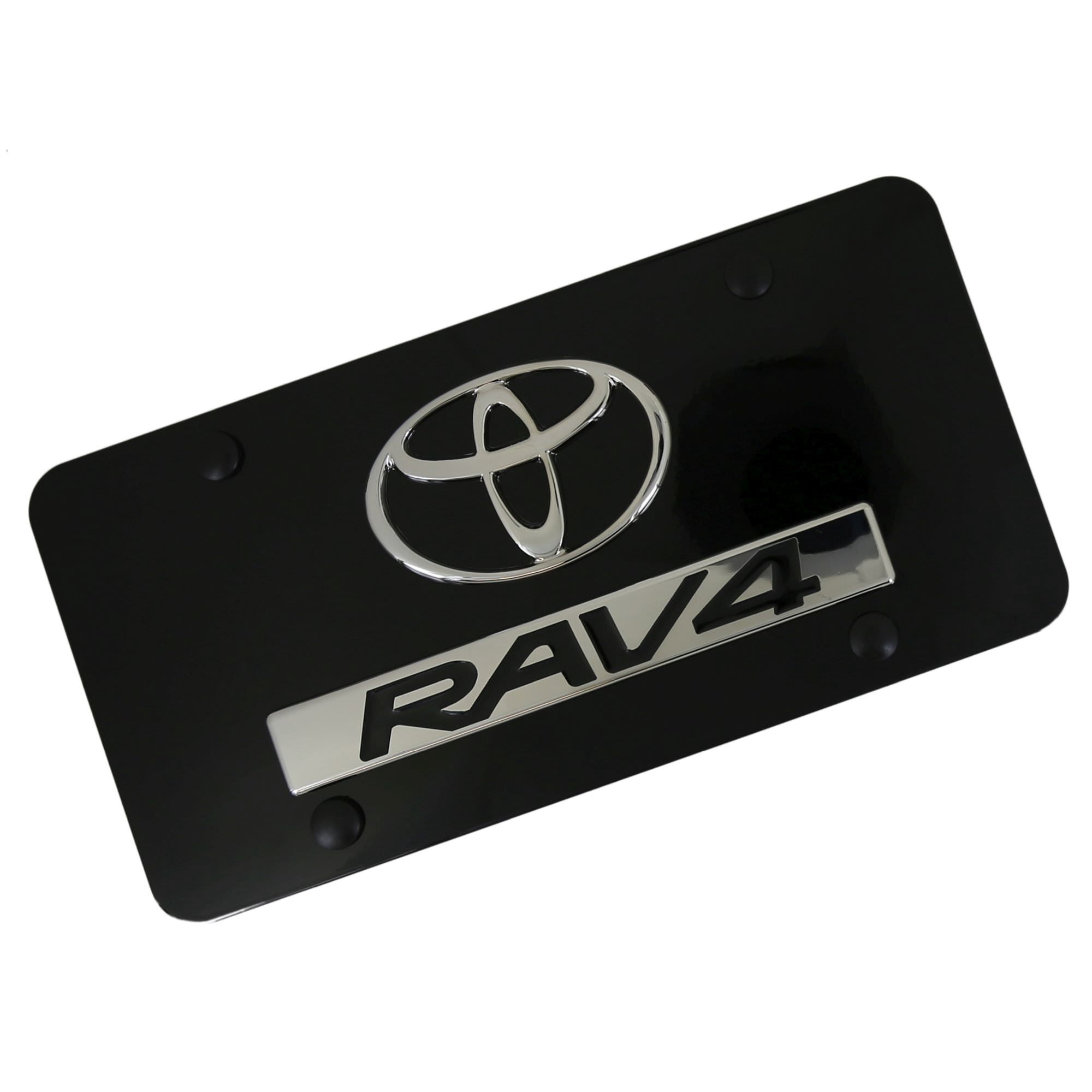 Toyota Dual Logo RAV4 License Plate (Chrome on Black) - Walmart.com