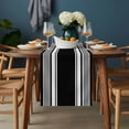Black Striped Cotton Linen Table Runner Modern Classic Stripe Rustic ...