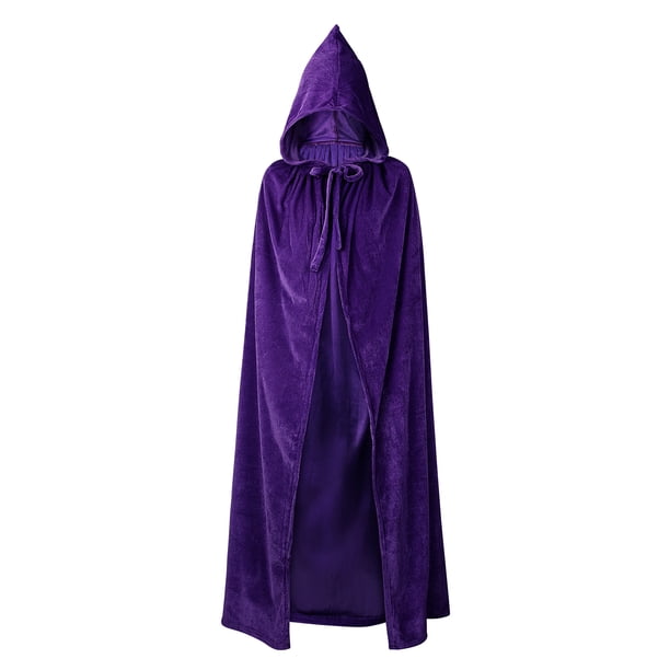 Zando Unisex Purple Cape Women Halloween Cloak with Hood Purple Hooded ...