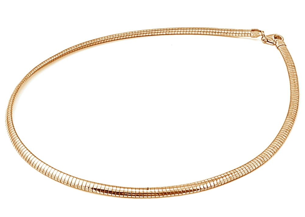 Sterling Silver Gold-Tone Reversible Omega Snake Chain 4mm Solid 925 ...
