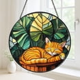 Cat Crescent Moon Stained Glass Style Window Suncatcher Hanging Decor ...