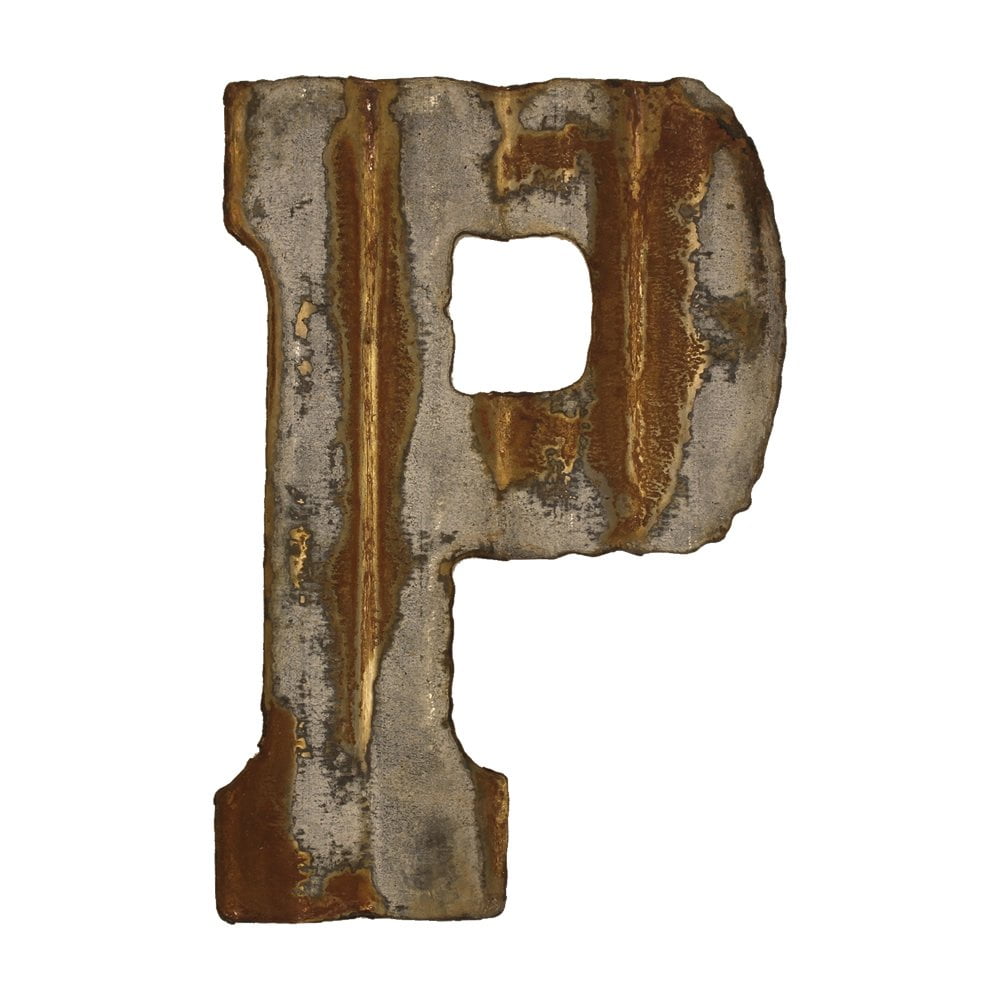 Custom Cut Decor 8'' Rusty Galvanized Corrugated Metal Letter -P ...