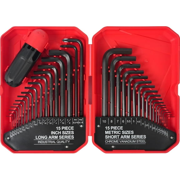 30-Pc Small & Long Folding Hex Key Allen Wrench Set - Metric & SAE ...