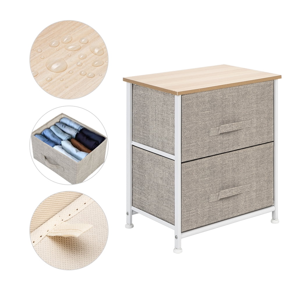 TKOOFN 2-Tier 2 Drawers Infant Fabric, Metal and Wood Drawer Chests ...