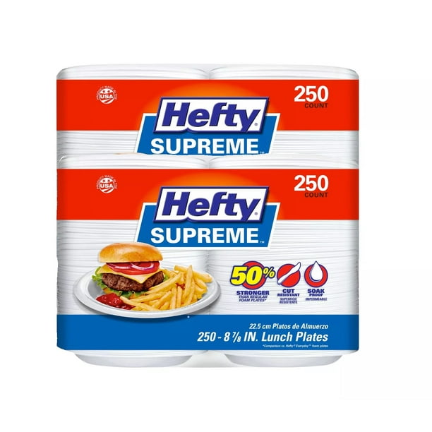 Hefty Supreme Foam Lunch Plates, 8 7/8" (250 ct.) 2PK - Walmart.com
