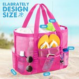KPX Large Mesh Beach Bag, Waterproof & Sandproof Tote, Foldable with ...