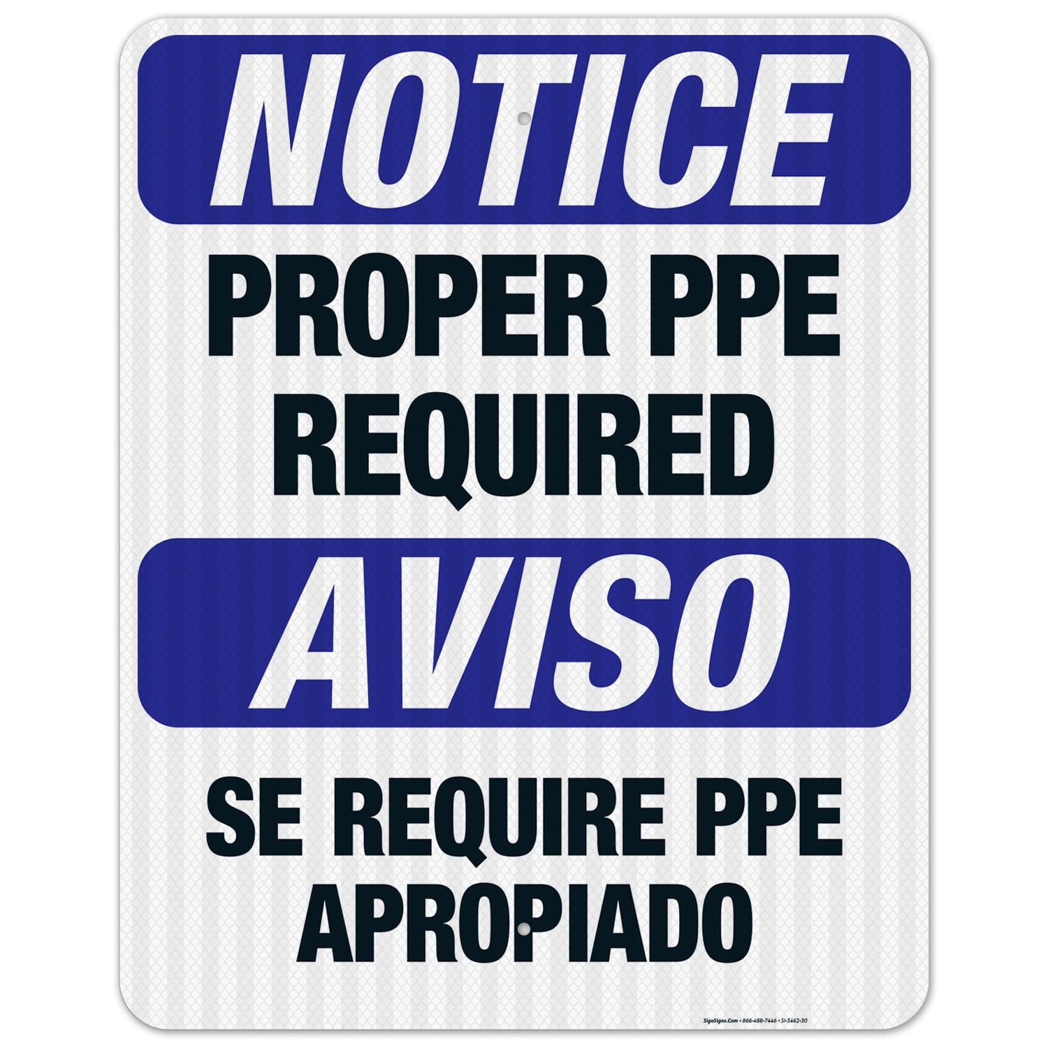 Bilingual Proper PPE Required Sign, OSHA Sign, 24x30 Reflective ...
