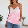 COMVALUE Women's Satin Lace Trim V Neck Camisole Top Silky Sleeveless ...