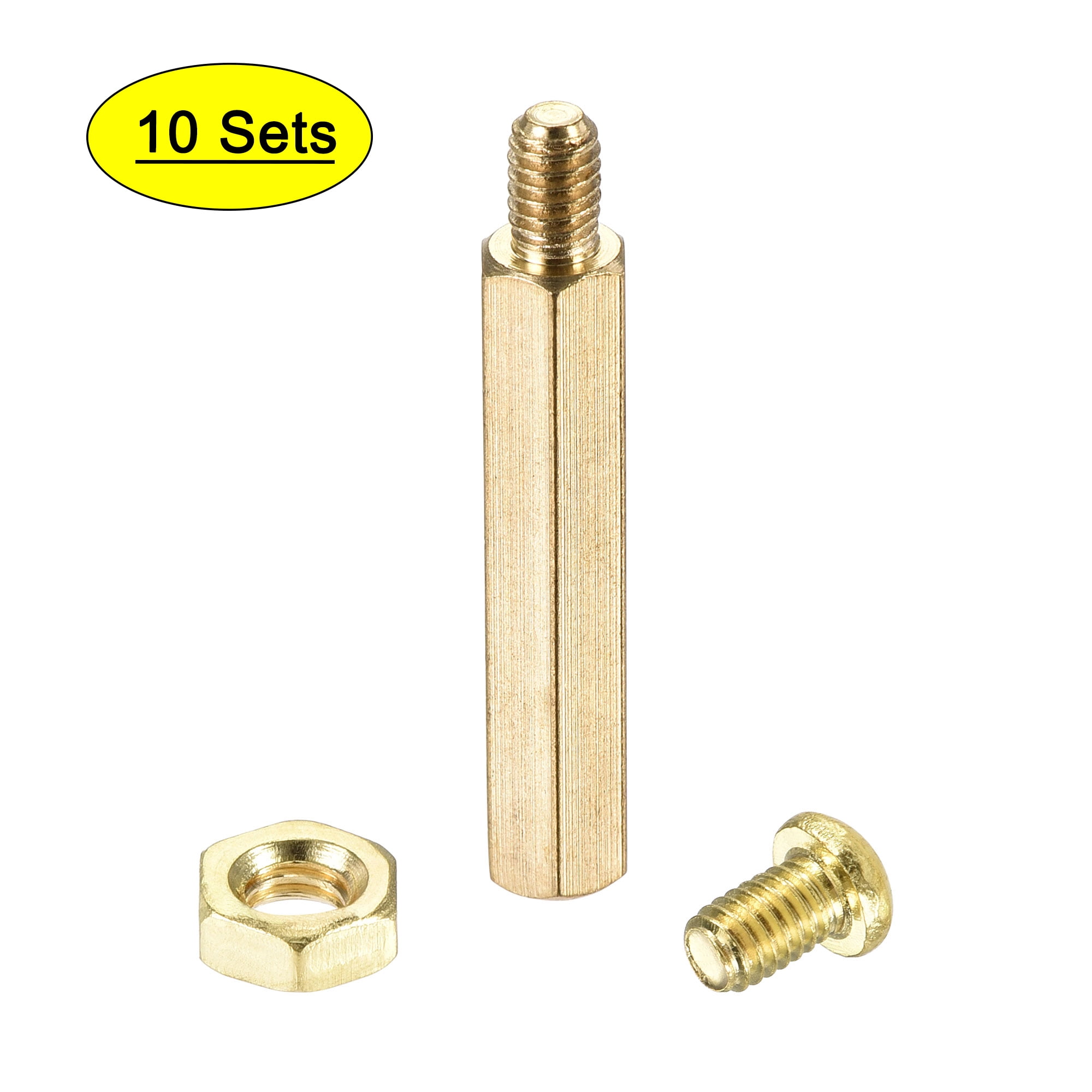 Uxcell Brass M4 30mm+6mm Male-Female Hex Standoff Screw Nut Kit 10 Sets ...