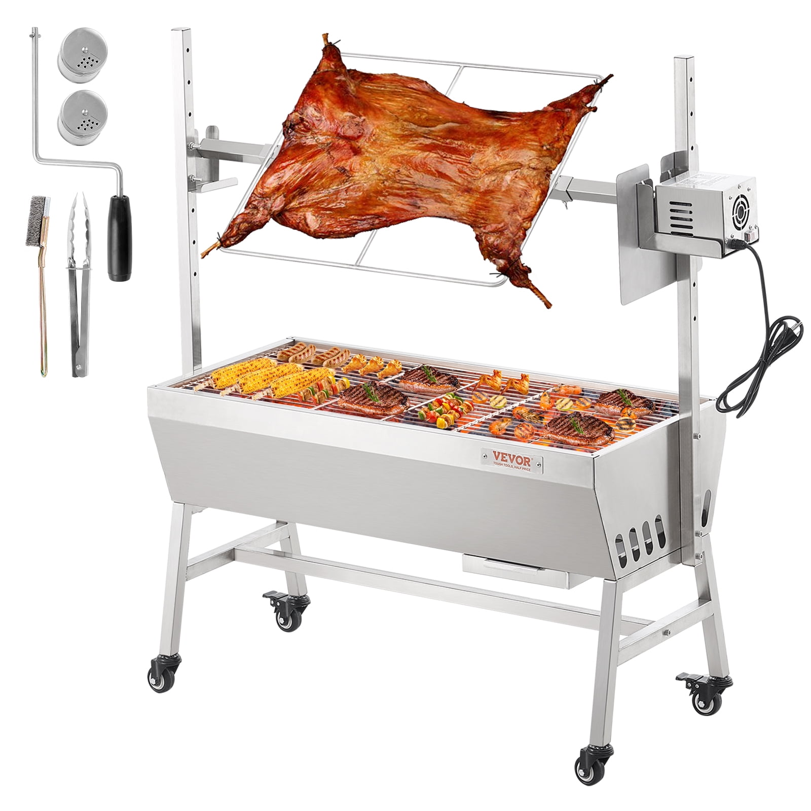 VEVOR Roaster Spit Rotisserie BBQ Grill Pig Lamb Chicken Roaster 42W ...