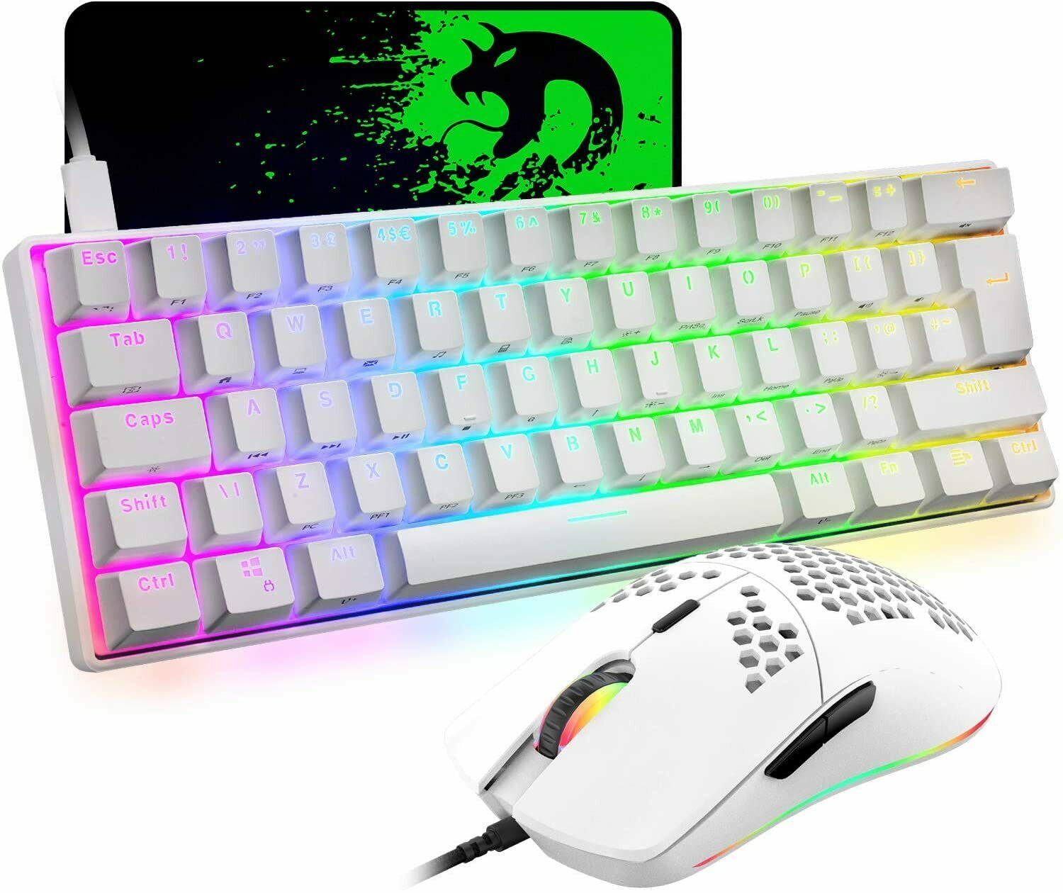 UK Layout 60% Mechanical Keyboard 62 Keys Blue Switch Wired Type C 14 ...