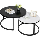 DWVO 2Pcs Nesting Coffee Table Round Wood Coffee Tables Cocktail Tables ...