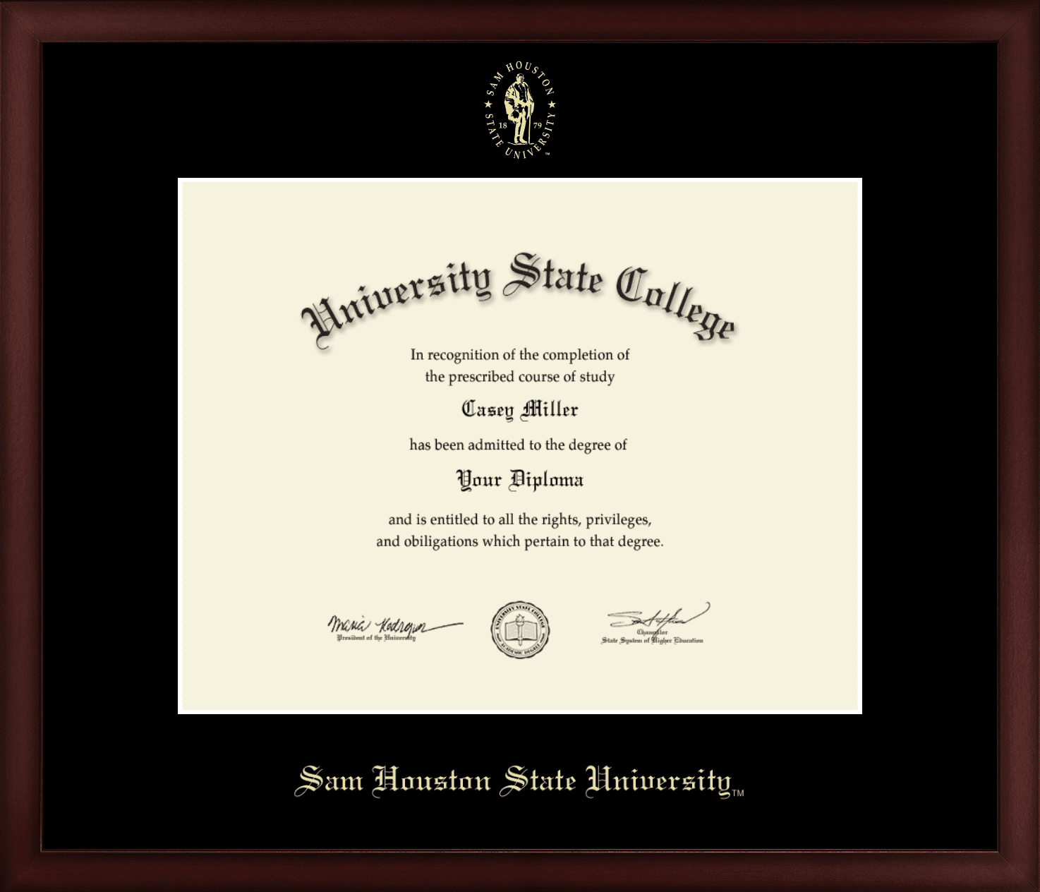 Sam Houston State University Diploma Frame, Document Size 14" x 11 ...