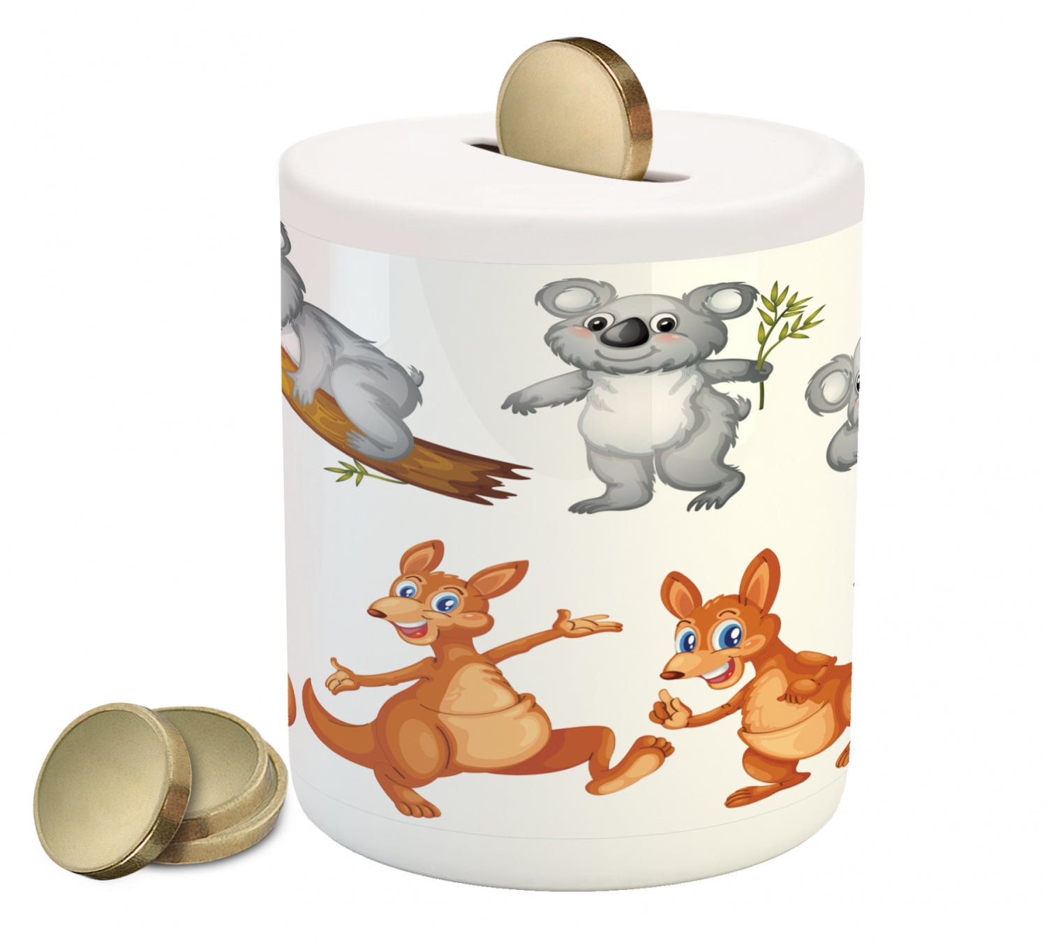 Tropical Animals Piggy Bank, Australian Kangaroos and Koala Bears in ...