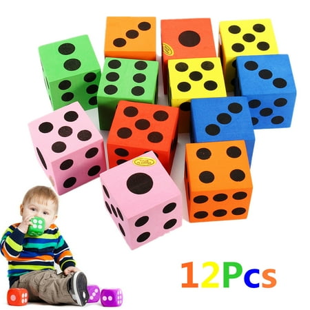 12Pcs Colorful Foam Dice Kids Baby Children Educational Toy Gift Puzzle ...