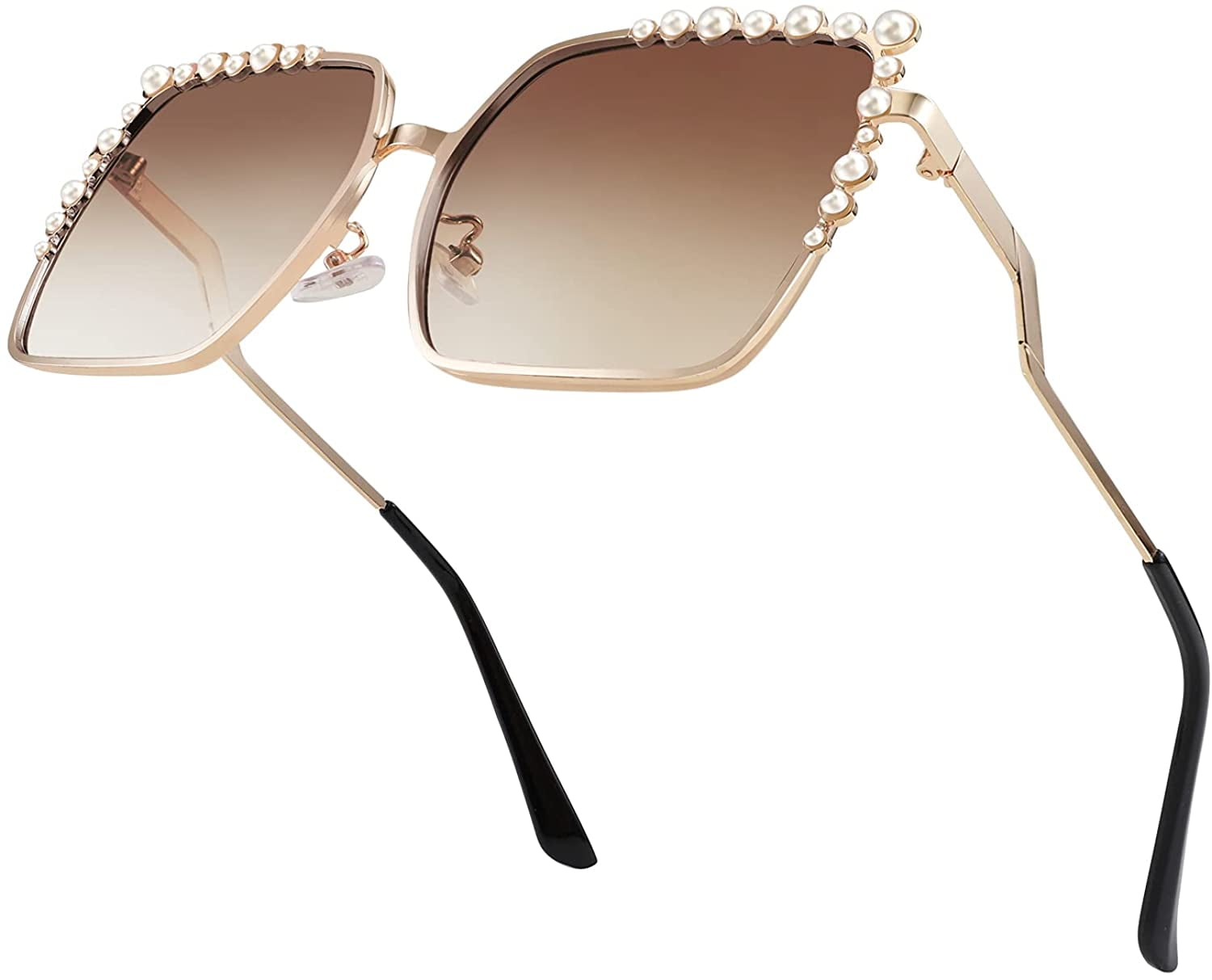 Feisedy Women Oversized Square Sunglasses Pearl Design Ladies 2021 New