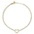 Primal Gold Women's 14K Yellow Gold Double Strand Heart Anklet, 10-inch ...