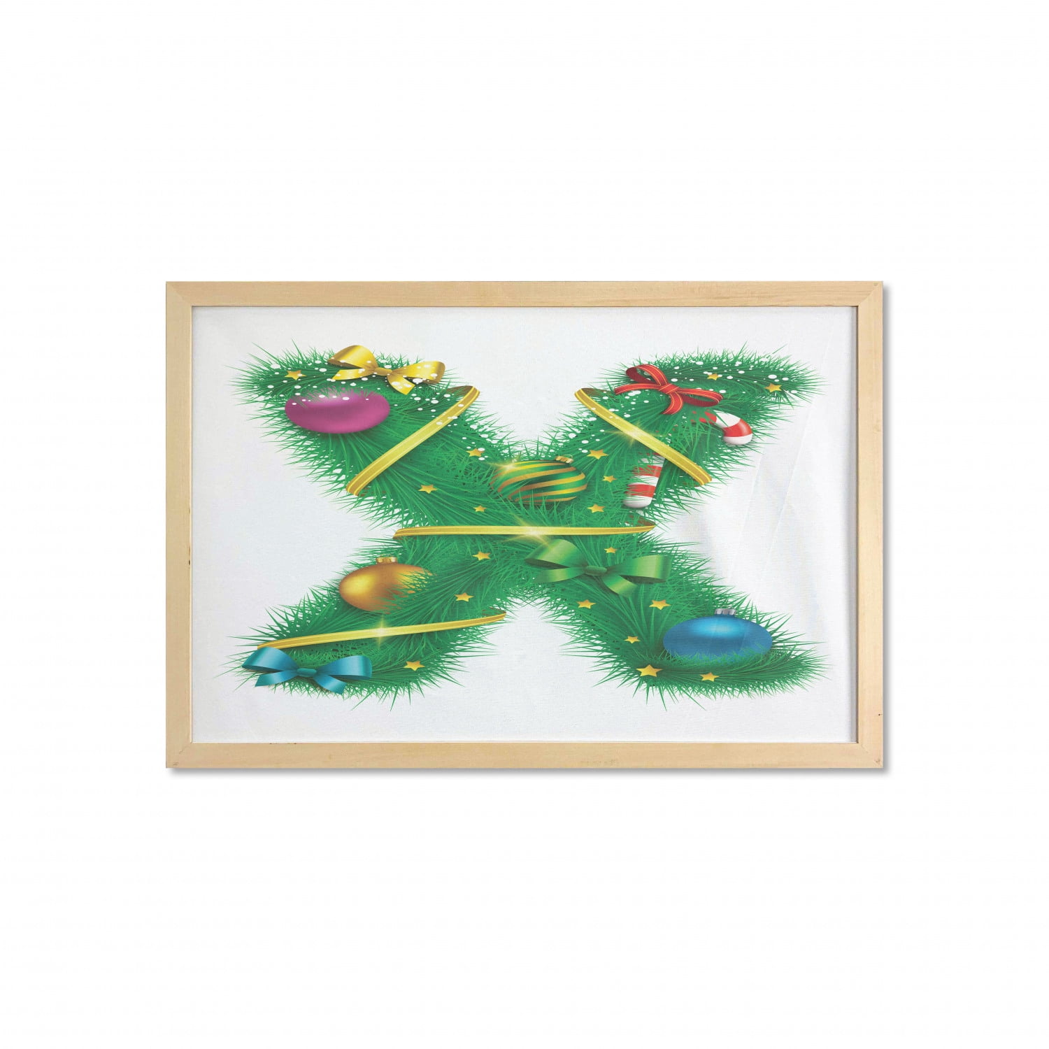 Christmas Alphabet Wall Art with Frame, X Letter Motif with Ribbons ...