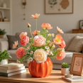 Artificial Silk Flower With Ceramic Vase, Faux Floral Table Centerpiece ...