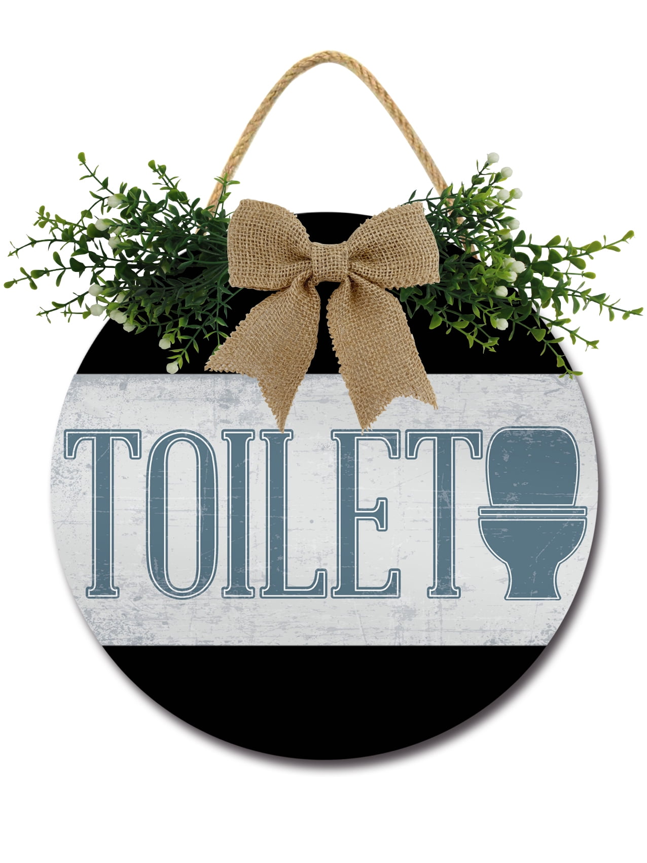 Farmhouse Bathroom Wall Decor - Rustic Framed Round Wooden Sign ...