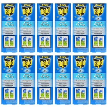 Raid Window Fly Trap, Discreet & Effective Fly Adhesives, 8 Counts, 12 ...