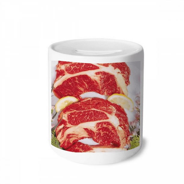 Steak Raw Meat Food Texture Money Box Cerac Coin Case Piggy Bank ...