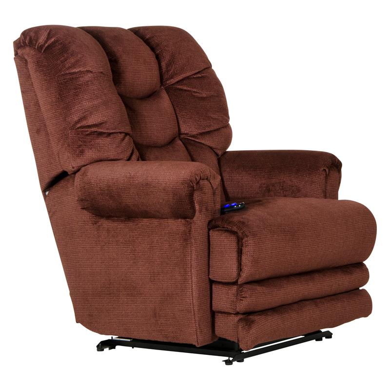 Barkley Power Lay Flat Recliner with Extended Ottoman in Red Polyester ...