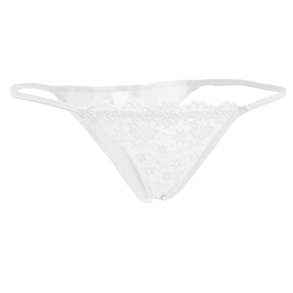 Mujeres Sexy Lace G-string Mini Ropa interior Ropa de dormir Blanco ...