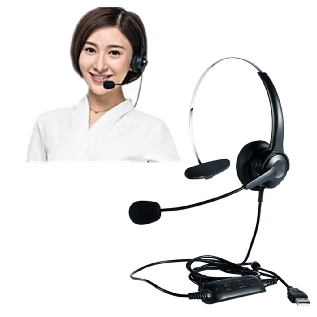 Corded Call Center Monaural USB Headset with Mic Volume Control for ...