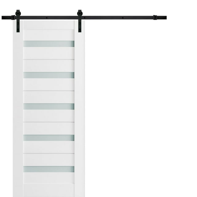 Sturdy Barn Door 42 x 96 inches Frosted Glass | Quadro 4445 White Silk ...