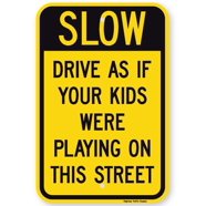 Drive Slow Kids at Play Metal Sign - Child Safety Caution, Children ...