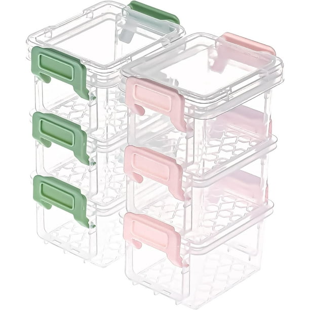 HAHDAXIA 6 Packs Small Storage Bins with Lids, Mini Stackable Plastic ...