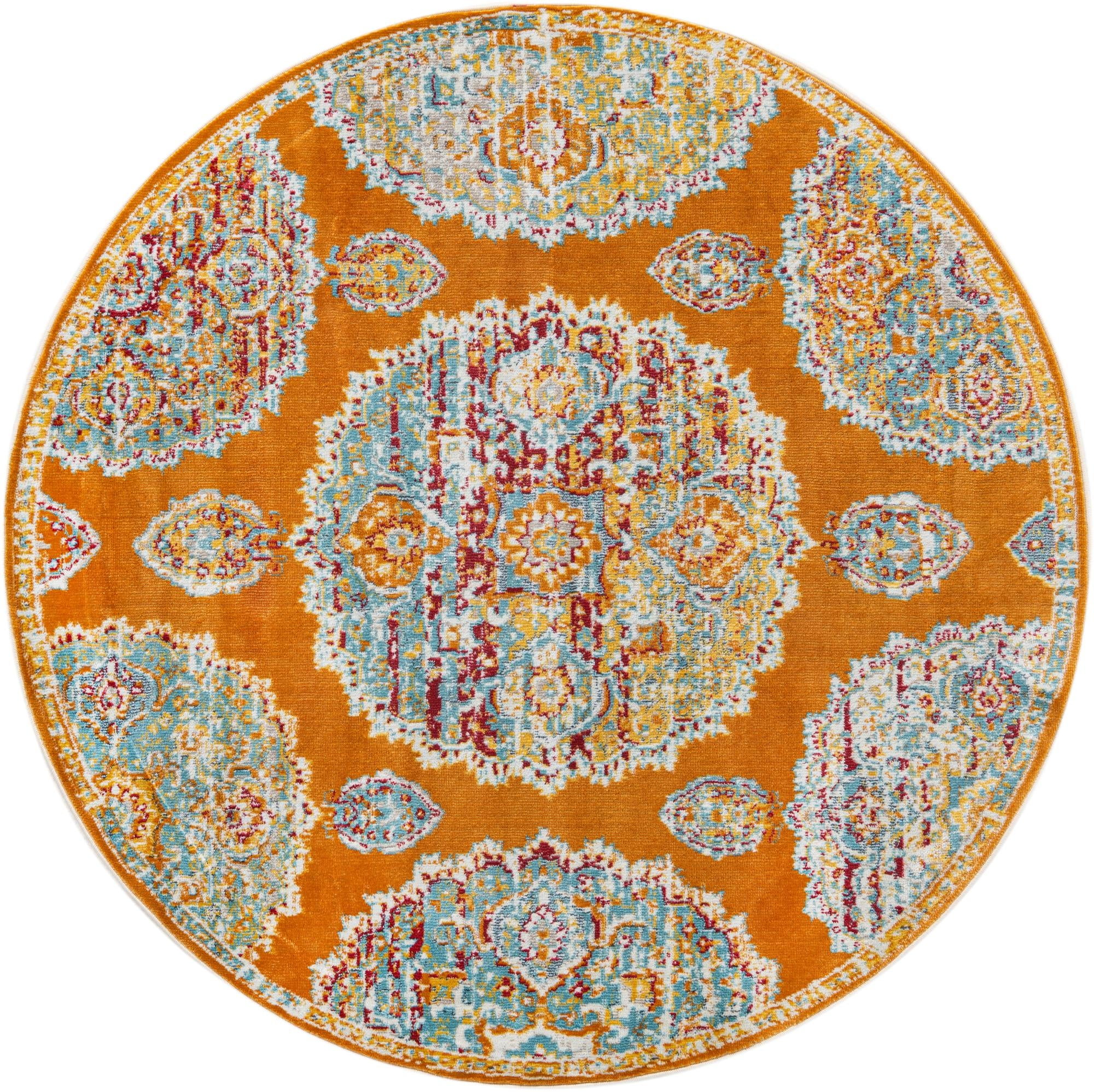 Rugs.com Paragon Collection Rug – 5 Ft Round Orange Medium-Pile Rug ...