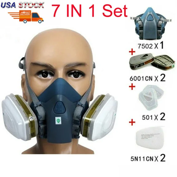 ST-100X Reusable Full Face Gas Mask with Vapor, Particulate Filtration ...